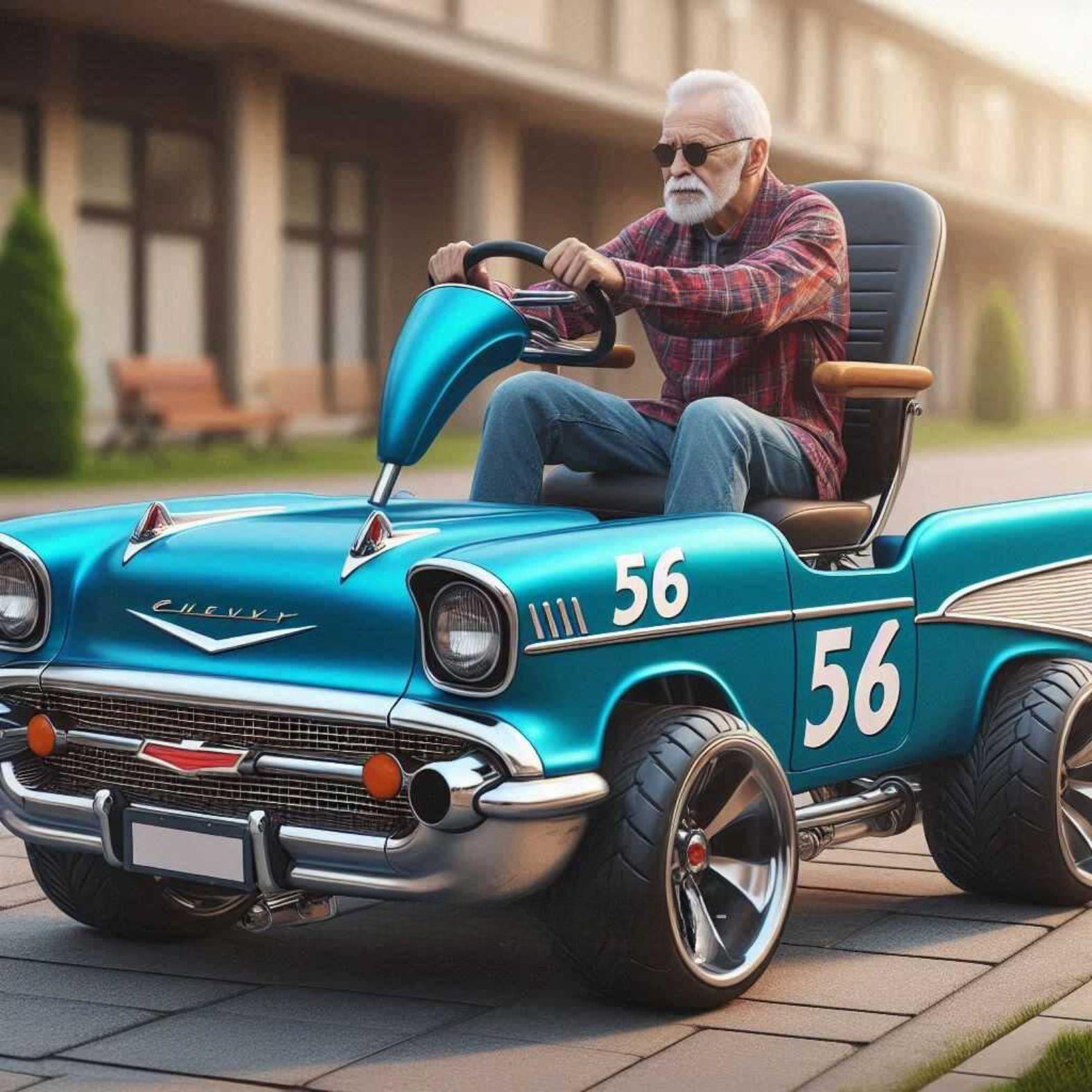 Experience the 56 Chevy Mobility Scooter: Classic Car Transforms into a ...