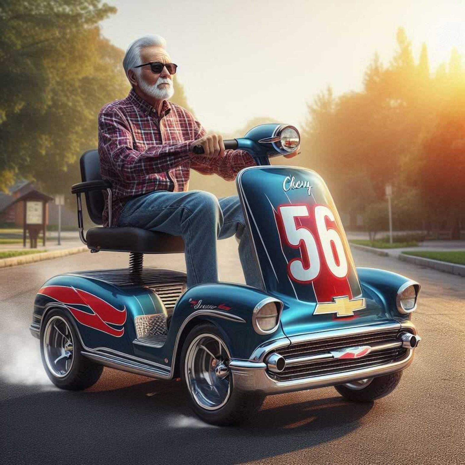 Experience the 56 Chevy Mobility Scooter: Classic Car Transforms into a ...