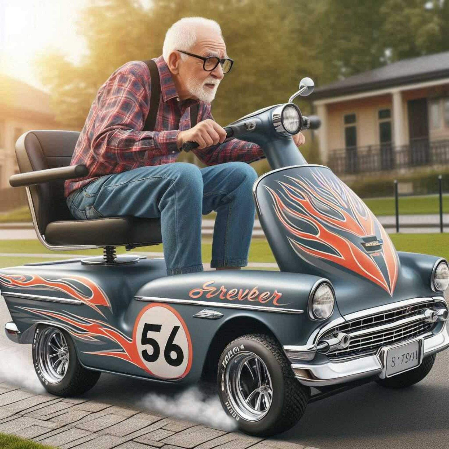 Experience the 56 Chevy Mobility Scooter: Classic Car Transforms into a ...