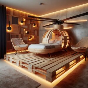 Unique Helicopter Pallet Bunk Bed: Creative Wooden Designs in ...