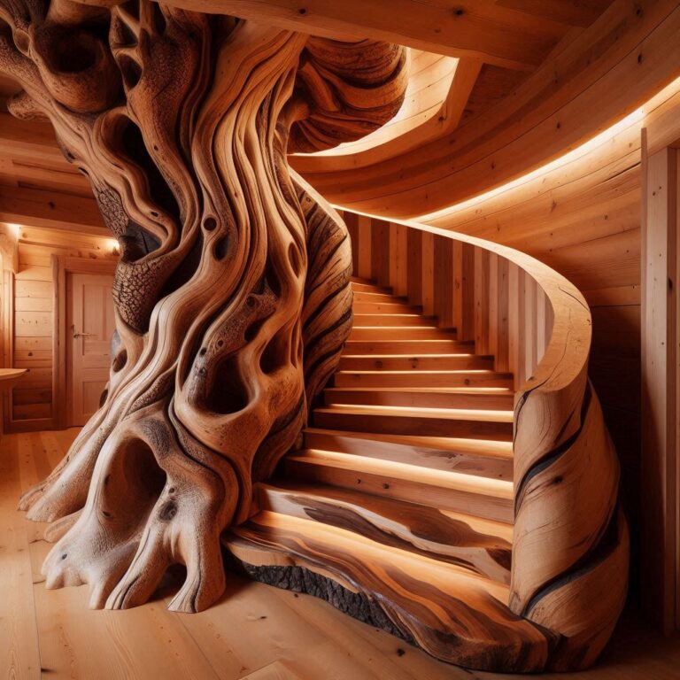 Wood Slab Staircases: A Unique Blend of Rustic Elegance for Your Home ...